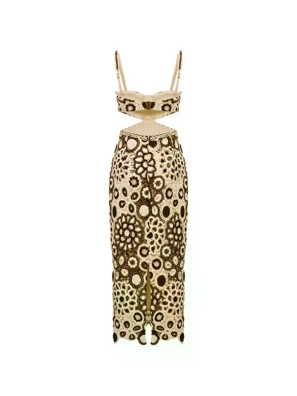 PatBO Floral Crochet Cut-out Midi Dress
