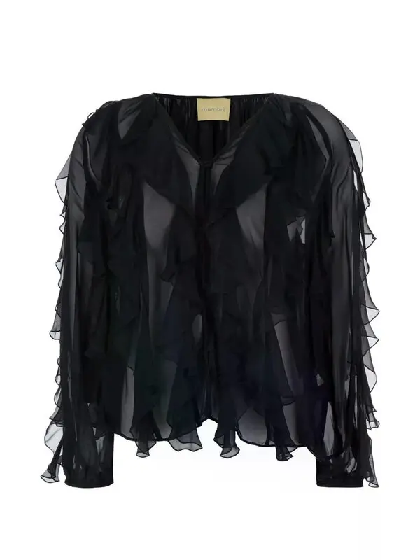 Momoni Canela Ruffled Blouse - Black