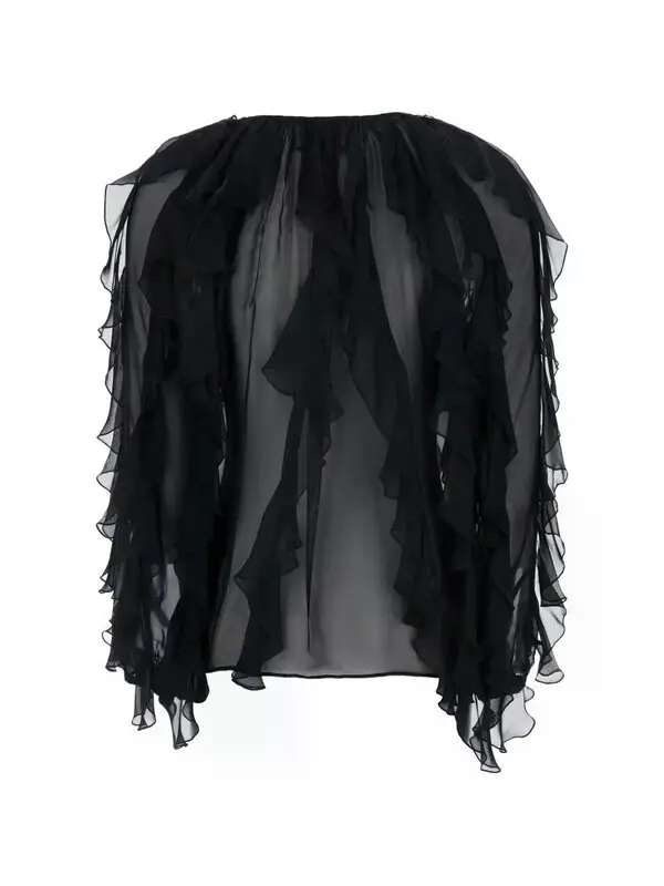 Momoni Canela Ruffled Blouse - Black