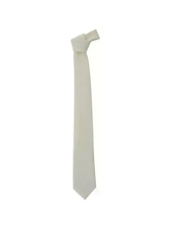 Emporio Armani Pointed Wool Tie - White