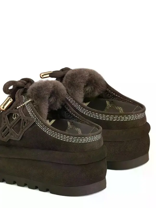 NAKED WOLFE Fur-trimmed Platform Mules