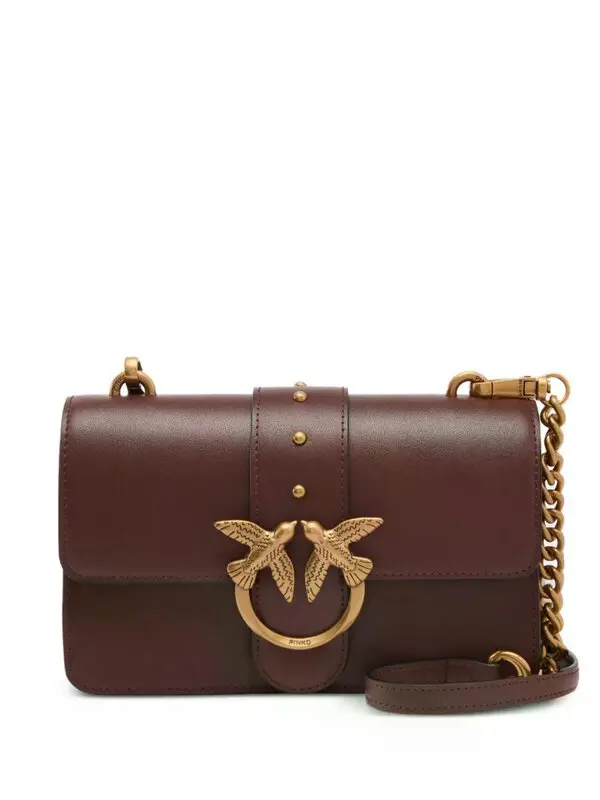 Pinko Small Leather Crossbody Bag With Chain Strap - Red