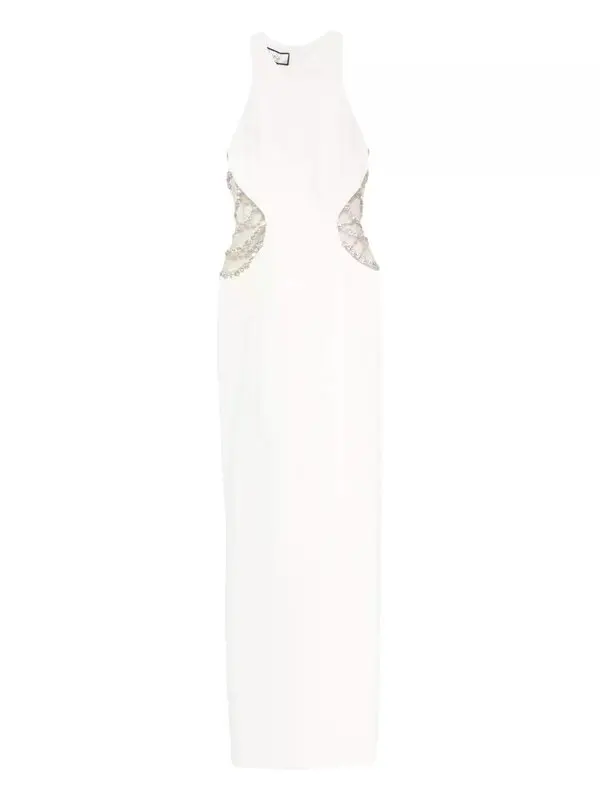 NISSA Embellished Cutout Maxi Dress - White