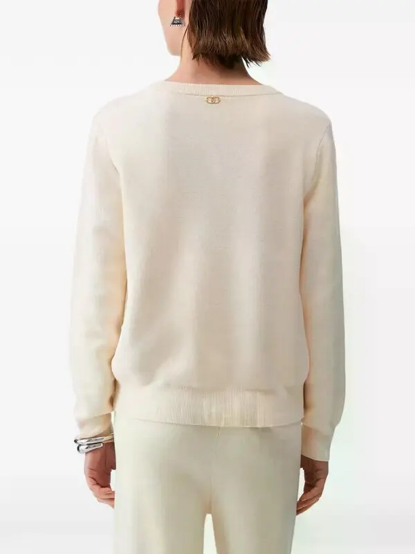 Liu Jo Crew-neck Sweater With Bead Appliqu - Neutrals