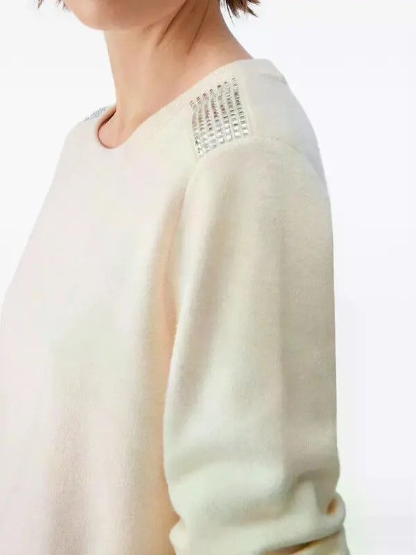 Liu Jo Crew-neck Sweater With Bead Appliqu - Neutrals