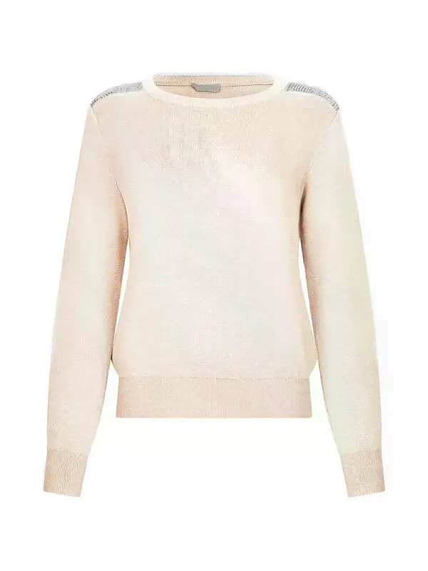 Liu Jo Crew-neck Sweater With Bead Appliqu - Neutrals