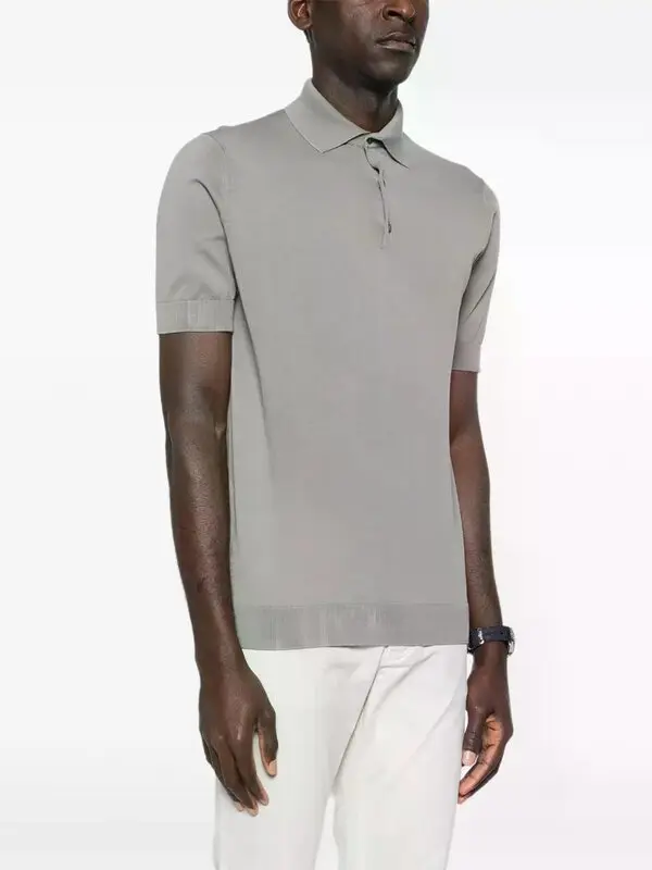 LARDINI Short-sleeve Knitted Polo Shirt