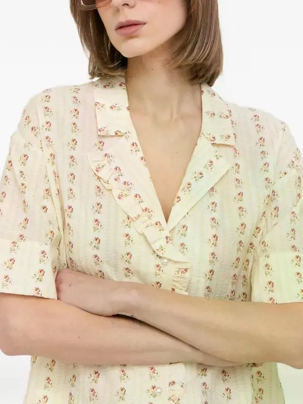NOTES DU NORD Floral Shirt With Ruffle Trim