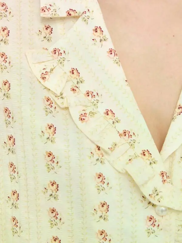 NOTES DU NORD Floral Shirt With Ruffle Trim