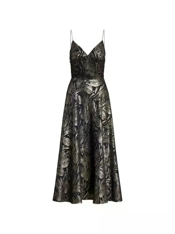 Ralph Lauren Henri Floral V-neck Midi Dress - Black