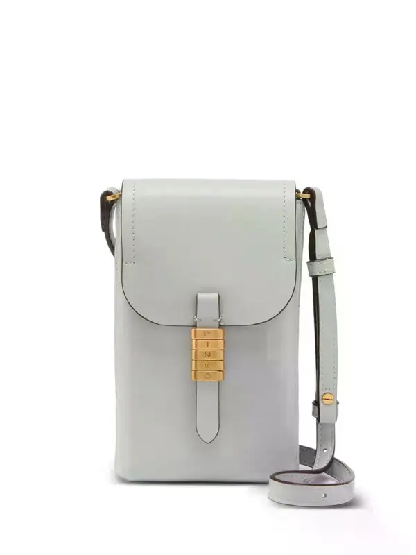 Pinko Lettering Leather Smartphone Bag - Grey