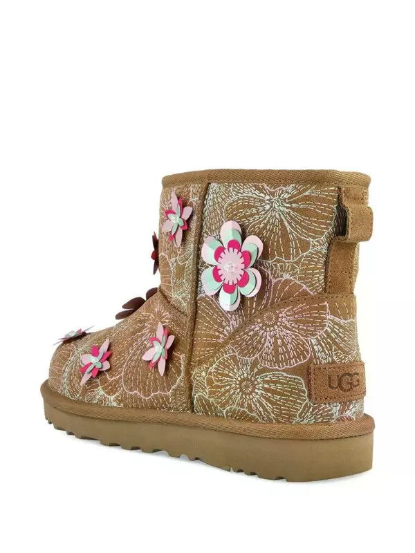 UGG Mini Meadow Floral Ankle Boots - Brown