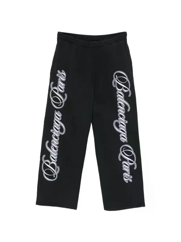 Balenciaga Cursive Track Pants - Black