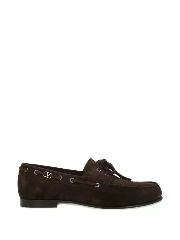 Valentino Garavani Lace-up Leather Boat Shoes - Brown