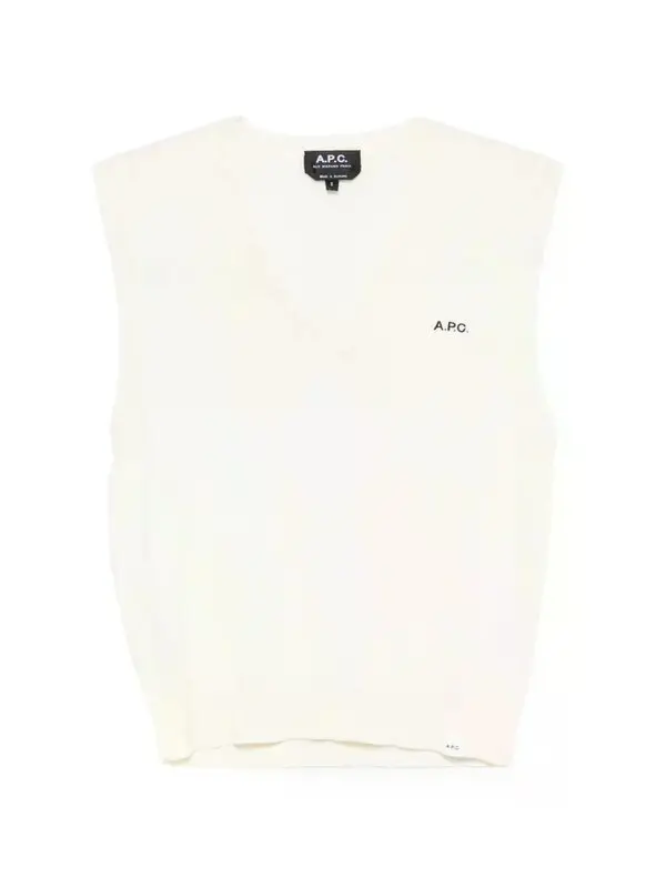 A.p.c. Logo Embroidered Vest - Neutrals