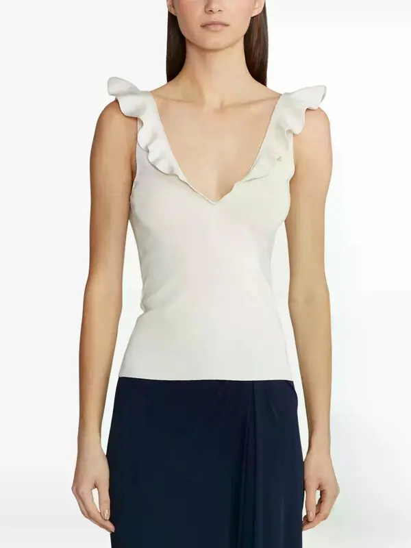 Ralph Lauren Ruffled V-neck Tank Top