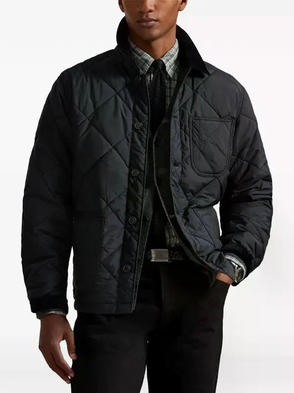 Polo Ralph Lauren Quilted Jacket With Corduroy Collar - Black