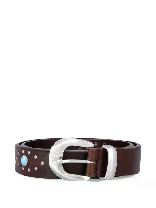 FABRIZIO MANCINI Turquoise-detail Belt - Brown