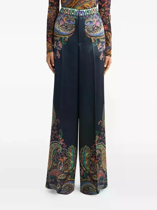 Etro Wide-leg Printed Trousers - Blue