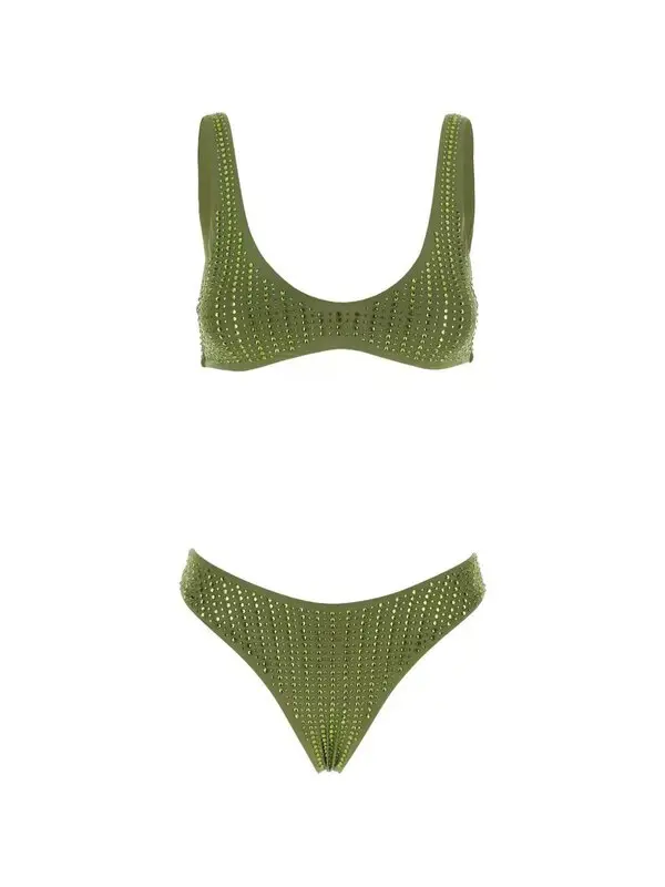 VENUJA Rhinestone-embellished Two-piece Bikini - Green