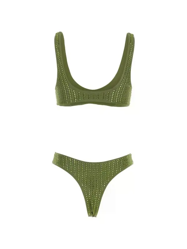 VENUJA Rhinestone-embellished Two-piece Bikini - Green