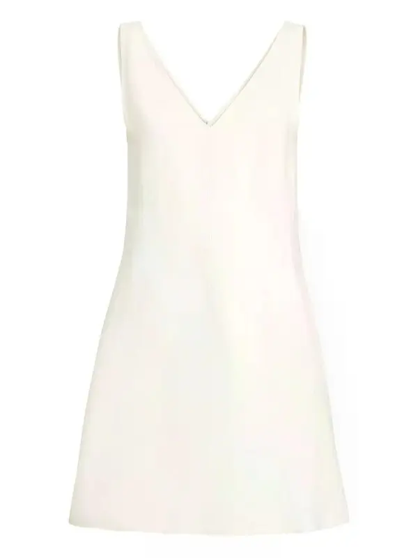 Brunello Cucinelli Mini V-neck Twill Dress - Neutrals