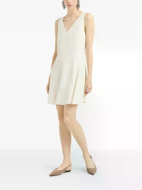 Brunello Cucinelli Mini V-neck Twill Dress - Neutrals