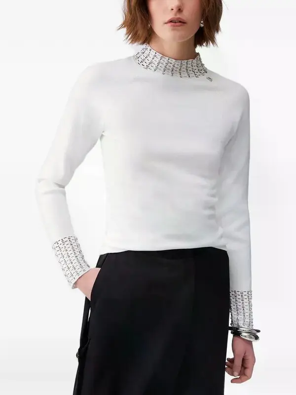 Liu Jo Jewel-embellished Cut-out Sweater - White