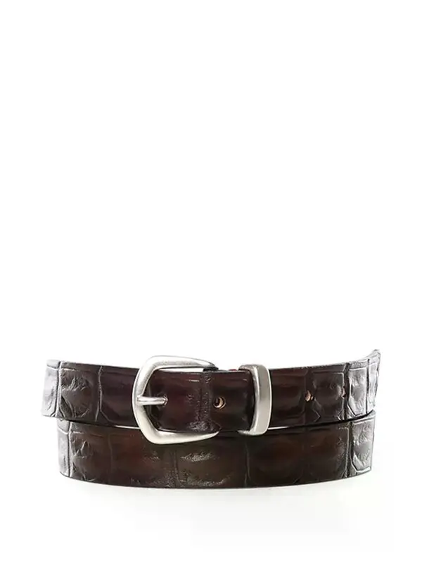 Eleventy Crocodile-effect Buckle Belt - Brown
