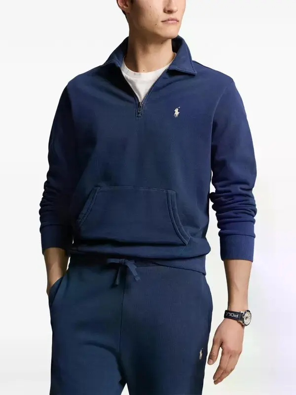 Polo Ralph Lauren Zip-front Collared Sweatshirt - Blue