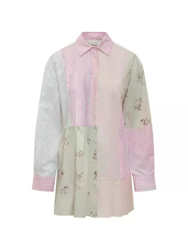 MSGM Striped Floral Appliqué Top