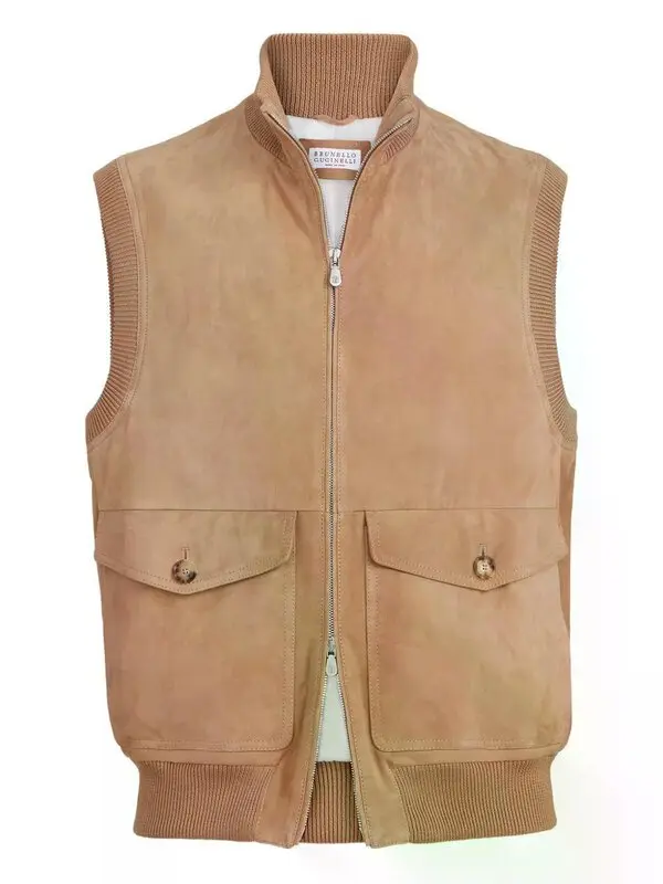 Brunello Cucinelli Padded Suede Gilet - Neutrals