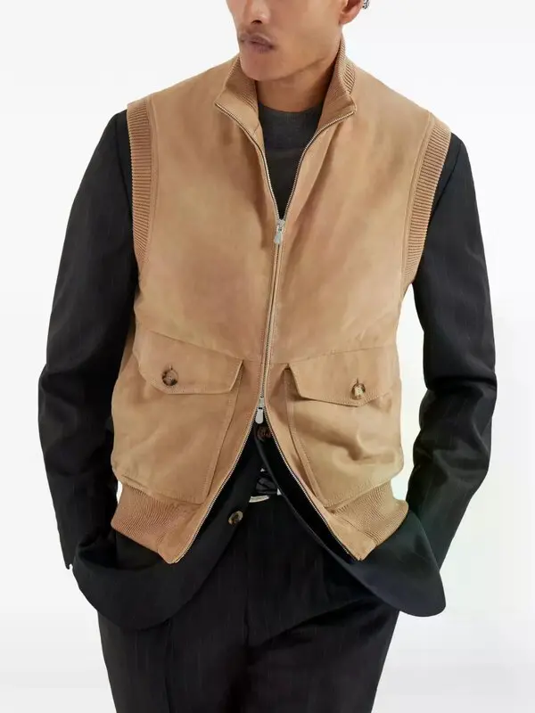 Brunello Cucinelli Padded Suede Gilet - Neutrals
