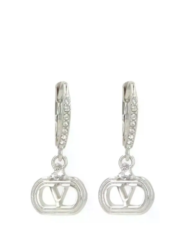 Valentino Garavani Logo-detail Hoop Earrings - Silver