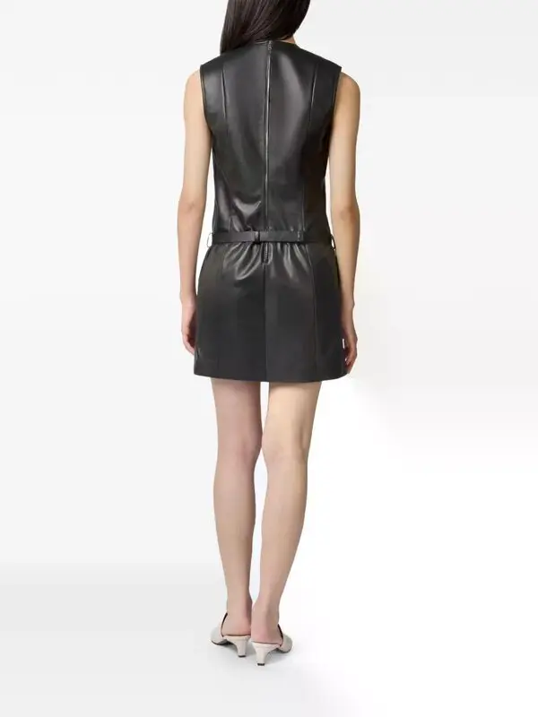 TOD'S Belted Leather Mini Dress