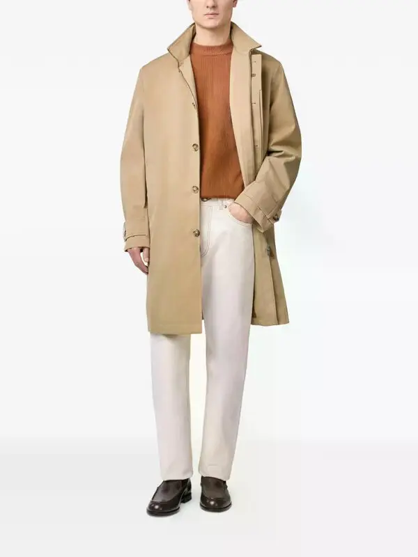 TOD'S High-neck Gabardine Trench Coat - Neutrals
