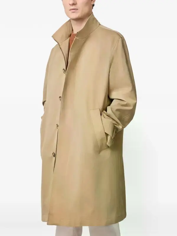 TOD'S High-neck Gabardine Trench Coat - Neutrals