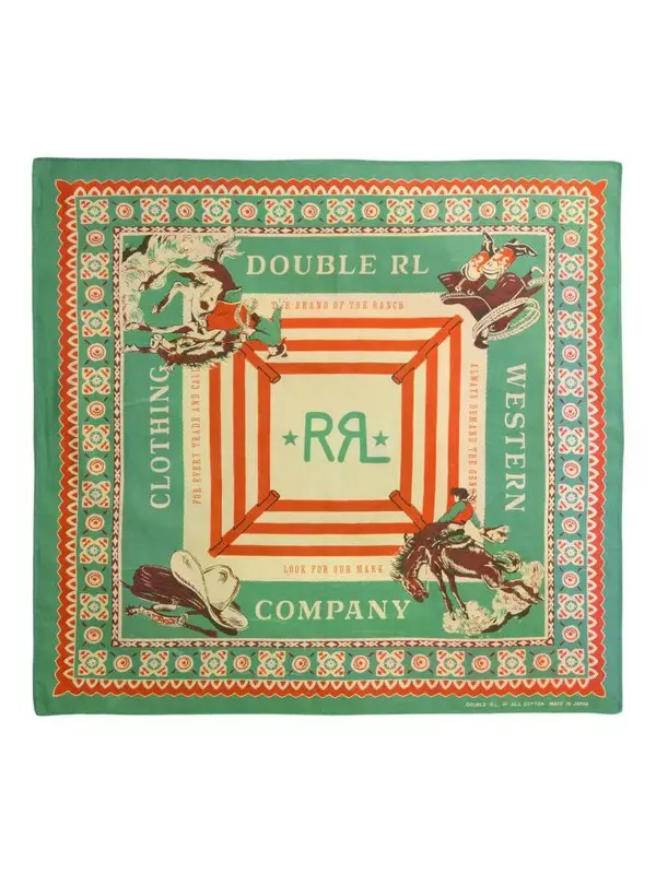 Ralph Lauren Equestrian-print Cotton Handkerchief - Green
