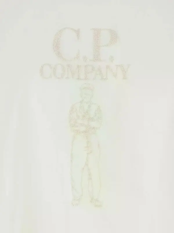 C.P. COMPANY Mercerized Jersey 30/2 Twisted Short-sleeve Logo T-shirt - Neutrals