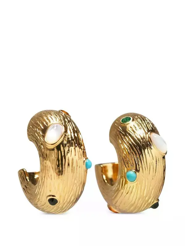 LIZZIE FORTUNATO Stone-embellished Hoop Earrings - Gold