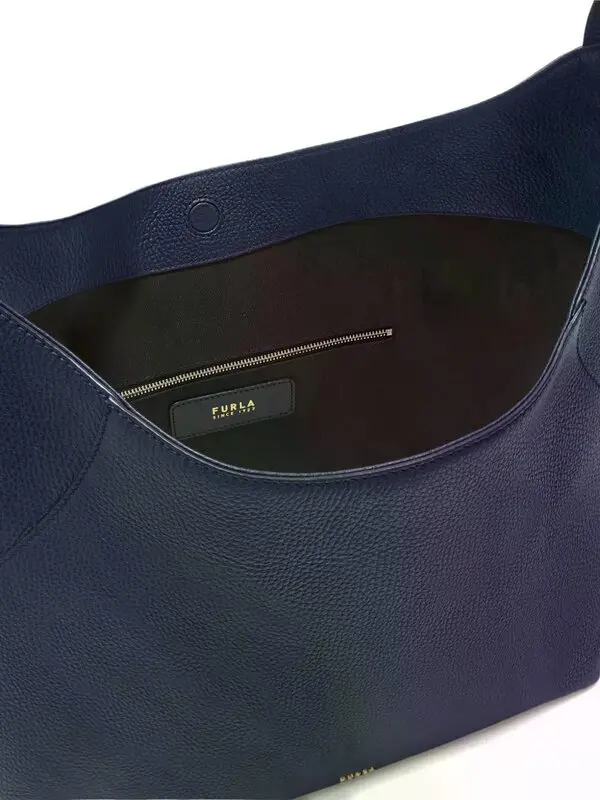 Furla Lara Large Textured Shoulder Bag - Blue