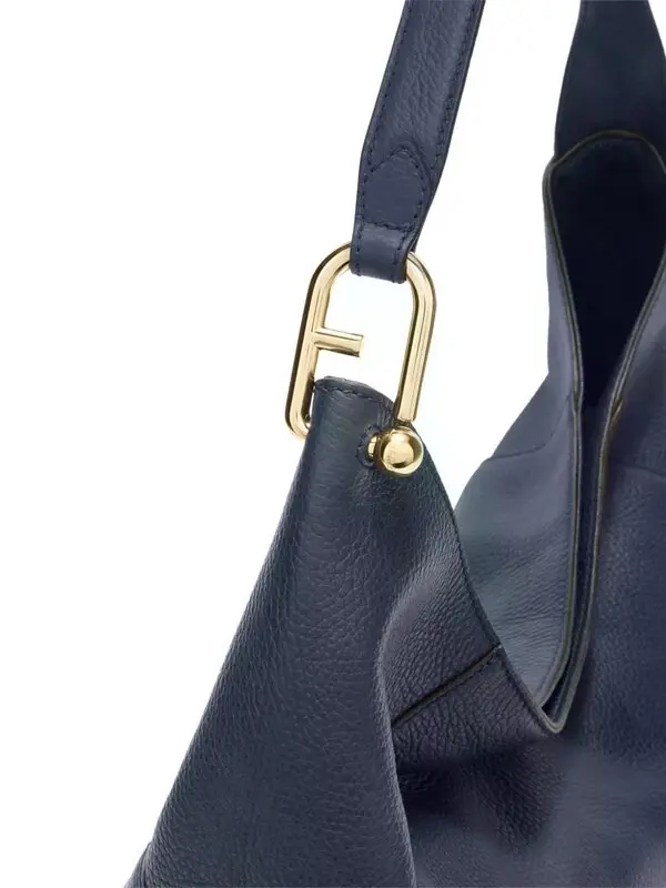 Furla Lara Large Textured Shoulder Bag - Blue