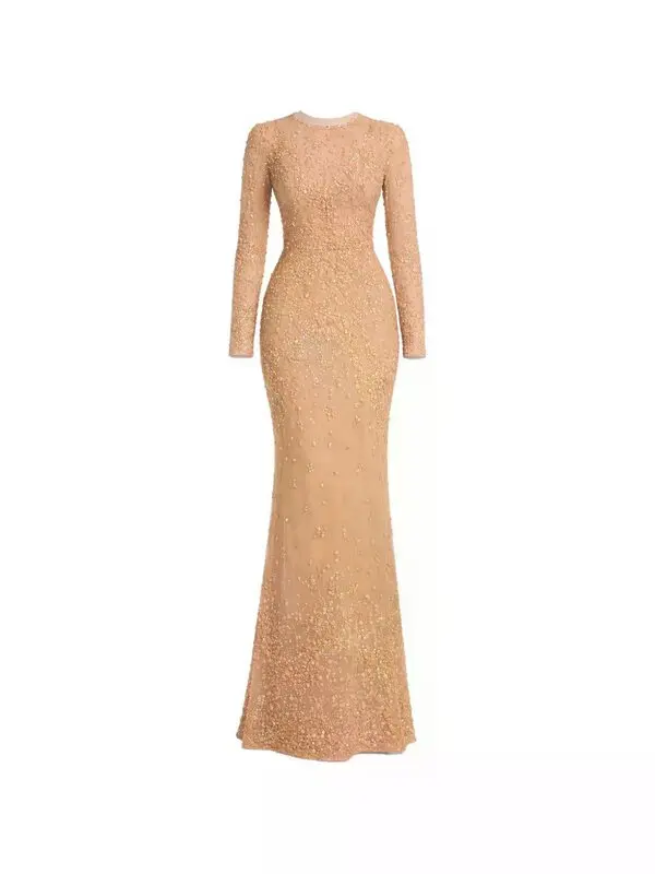 Elie Saab Bead-embellished Maxi Dress - Neutrals
