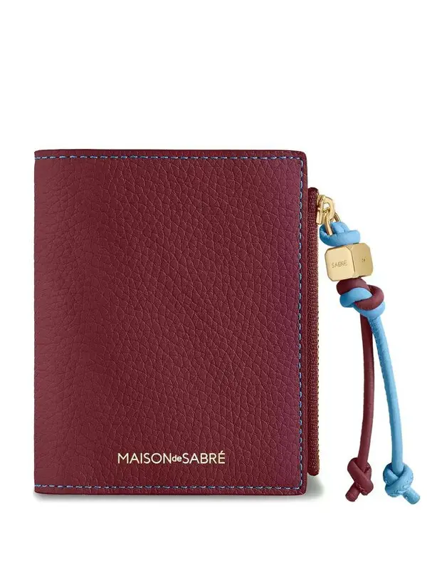 MAISON DE SABRE Pebbled Bifold Leather Wallet - Red