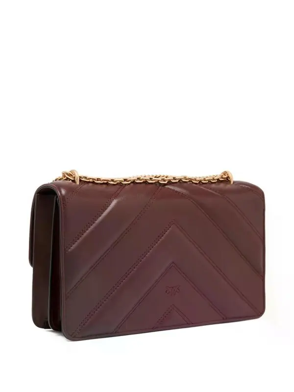 Pinko Medium Chevron Leather Shoulder Bag With Triple Chain
