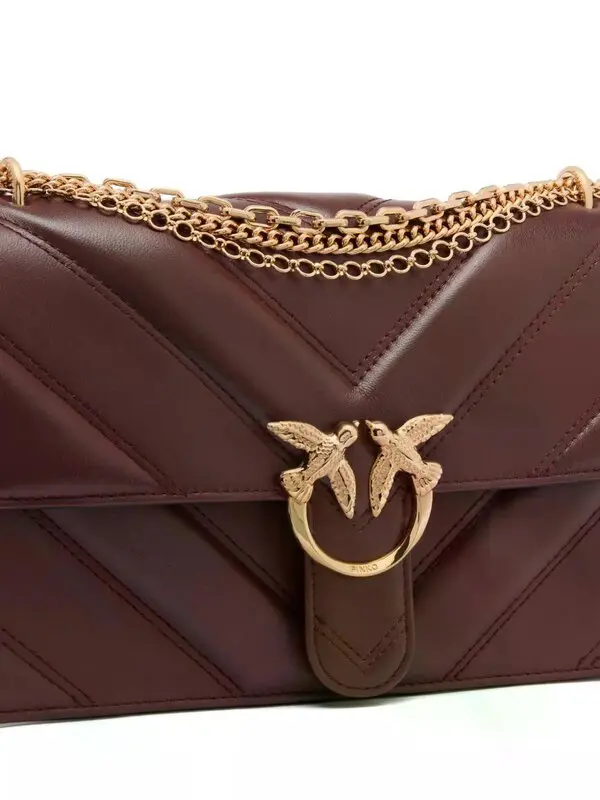 Pinko Medium Chevron Leather Shoulder Bag With Triple Chain
