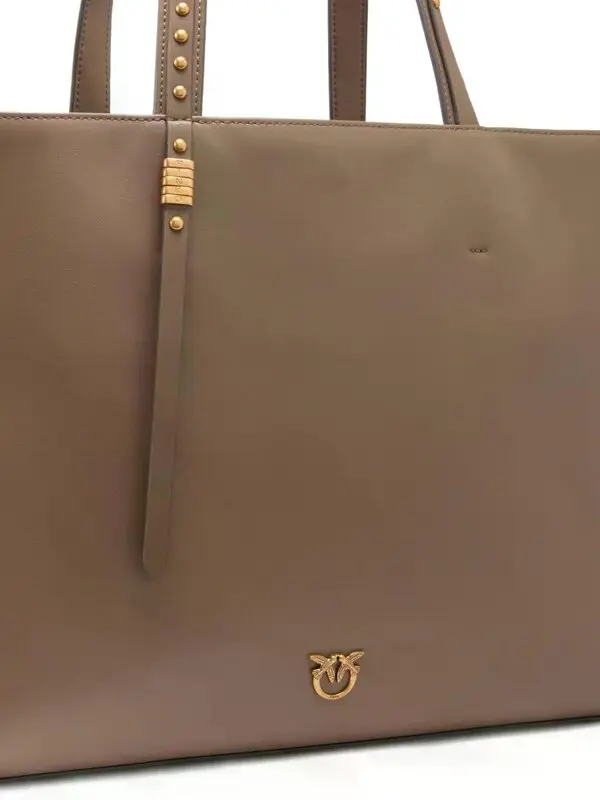 Pinko Medium Leather Shopper Bag With Metal Details