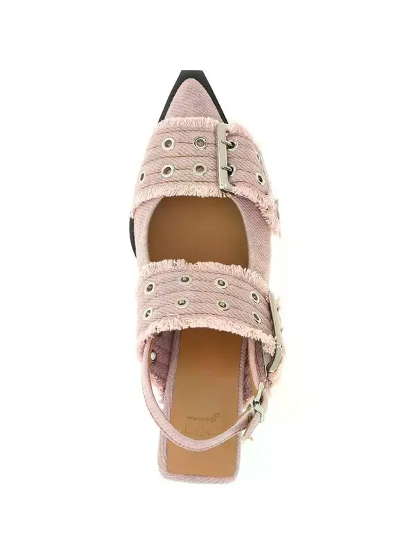 GANNI 50mm Buckle Fringed Pumps