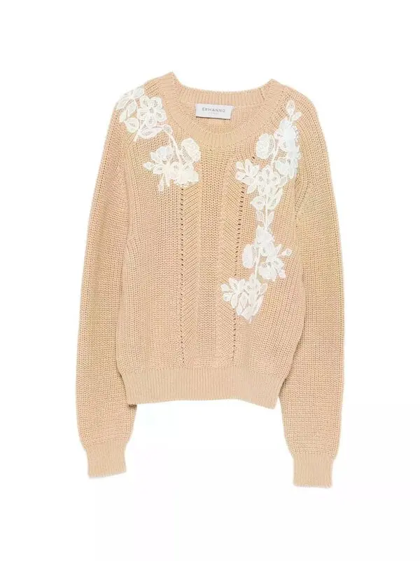 ERMANNO FIRENZE Floral-embroidered Crew Neck Sweater