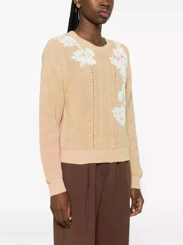 ERMANNO FIRENZE Floral-embroidered Crew Neck Sweater